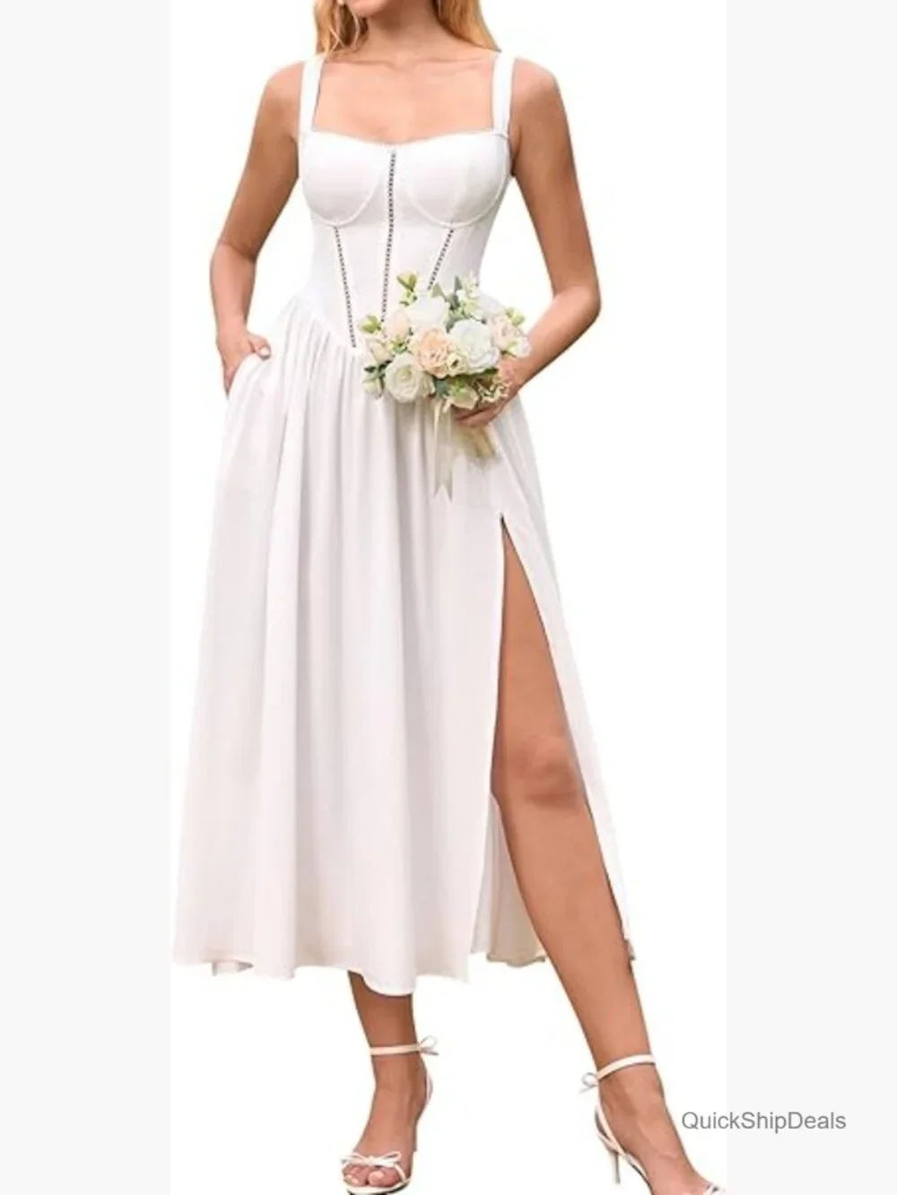 Dresses | Floral Corset Midi Dress With Pockets Flowy Lace Up | Poshmark